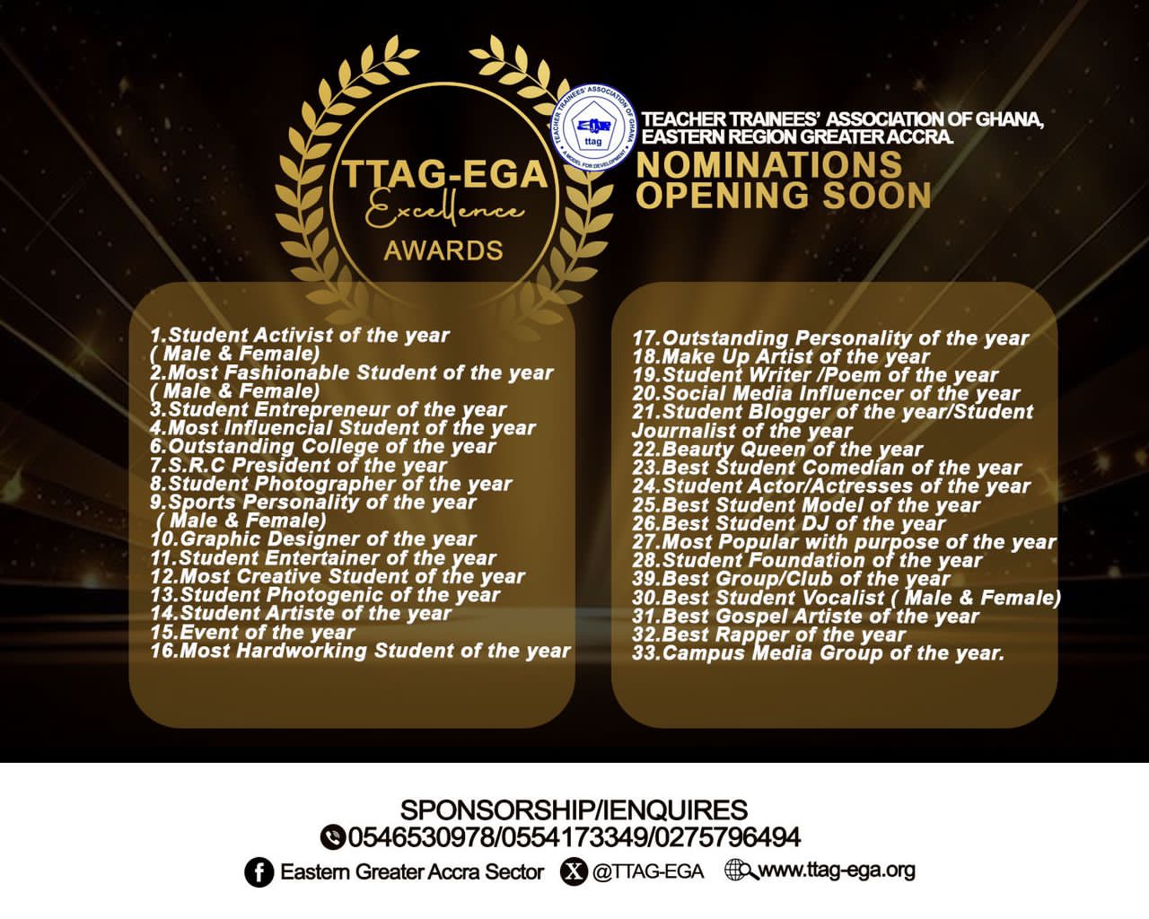 TTAG-EGA EXCELLENCE AWARDS, 2023